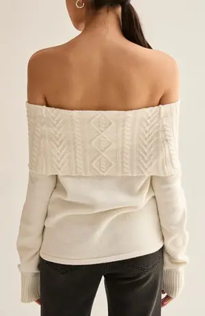 CRESCENT Off-shoulder Cable Knit Top