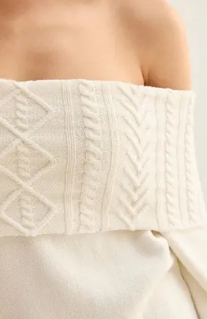 CRESCENT Off-shoulder Cable Knit Top