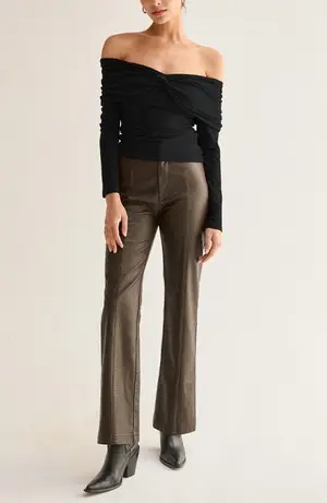 CRESCENT Off-shoulder Knit Top - Black