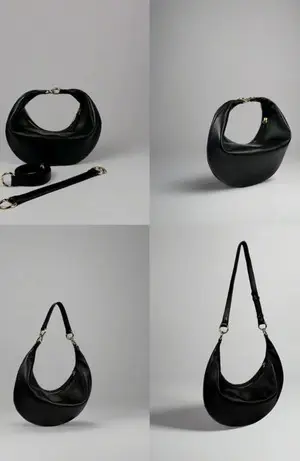 HYER GOODS Small Leather Convertible Ring Bag - Black/silver