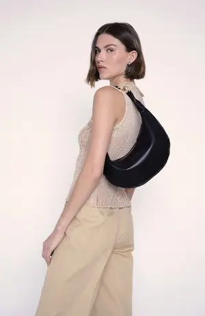 HYER GOODS Small Leather Convertible Ring Bag - Black/silver