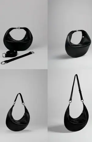 HYER GOODS Small Leather Convertible Ring Bag - Black/silver