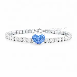 DONATELLO GIAN Crystal Heart Tennis Bracelet - Blue