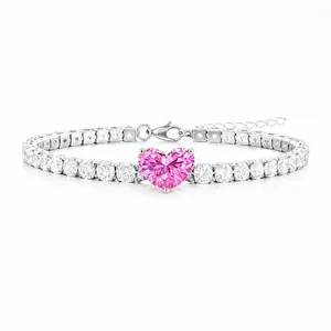 DONATELLO GIAN Crystal Heart Tennis Bracelet - Pink