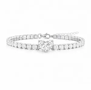 DONATELLO GIAN Crystal Heart Tennis Bracelet - Silver