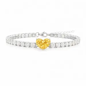 DONATELLO GIAN Crystal Heart Tennis Bracelet - Yellow