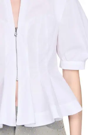 Sandro Zipped Peplum Shirt