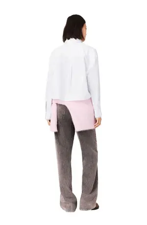 Maje Crochet Collar Poplin Shirt With Removable Tie Neck