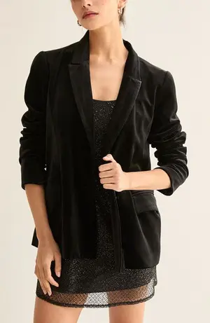 CRESCENT Single-breasted Velvet Blazer