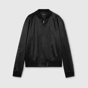 Gucci Gg Cotton Satin Zip Jacket With Piping