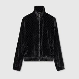 Gucci Gg Stretch Velvet Devoré Zipped Jacket - Black