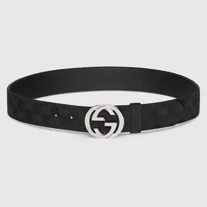 Gucci Belt With Interlocking G Buckle - Black