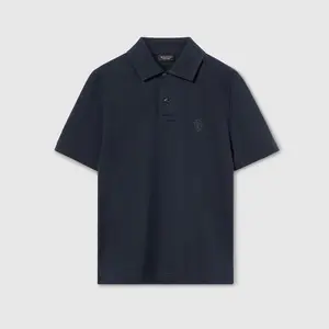 Gucci Cotton Piquet Polo Shirt With Embroidery - Blue