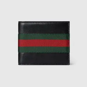 Gucci Web Trademark Bi-fold Wallet Leather - Black