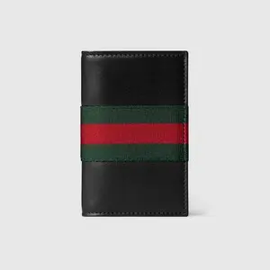 Gucci Web Trademark Card Case Leather - Black