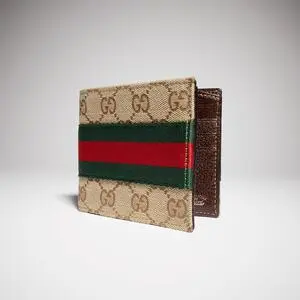 Gucci Bi-fold Wallet With Web Gg Canvas - Beige