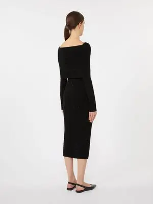 Max Mara Wool Yarn Embellished Midi Dress - Black