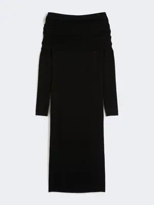 Max Mara Wool Yarn Embellished Midi Dress - Black