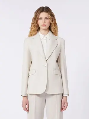 Max Mara Single-breasted Stretch Wool Blazer - Sand