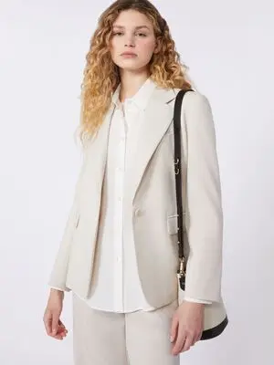 Max Mara Single-breasted Stretch Wool Blazer - Sand