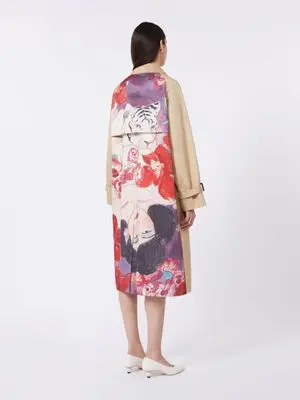 Max Mara Water-repellent Printed Gabardine Trench Coat - Plum