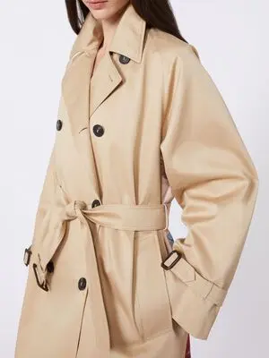 Max Mara Water-repellent Printed Gabardine Trench Coat - Plum