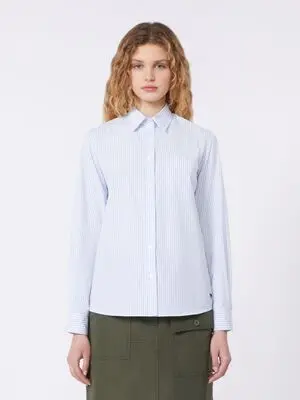 Max Mara Striped Cotton Poplin Shirt - Light Blue