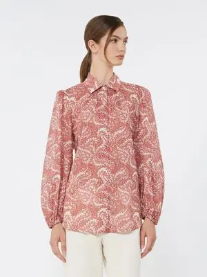 Max Mara Printed Cotton Voile Shirt - Cherry