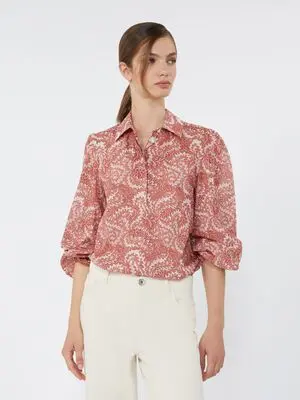 Max Mara Printed Cotton Voile Shirt - Cherry