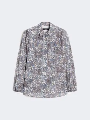 Max Mara Printed Cotton Voile Shirt - Navy