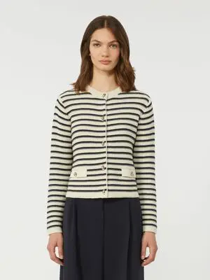 Max Mara Cropped Cotton-blend Cardigan - Navy