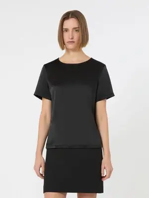 Max Mara Satin And Jersey T-shirt - Black