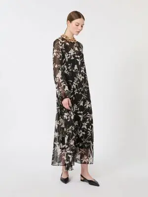 Max Mara Printed Chiffon Maxi Dress