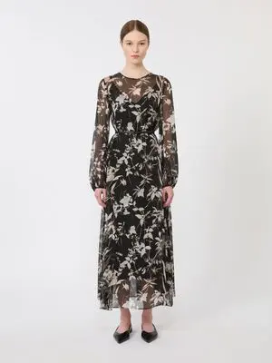 Max Mara Printed Chiffon Maxi Dress