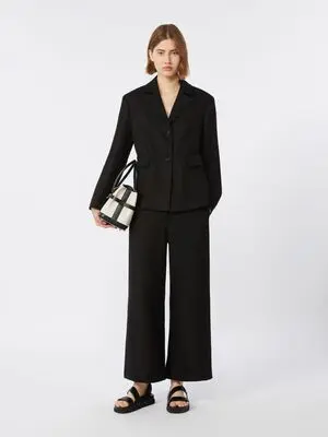 Max Mara Stretch Cotton And Linen Trousers - Black