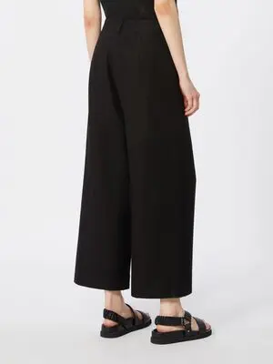 Max Mara Stretch Cotton And Linen Trousers - Black