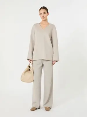 Max Mara Wool Broadcloth Blouse - Beige