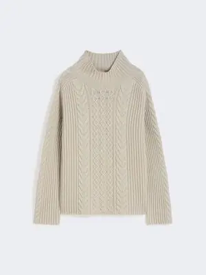 Max Mara Cable-knit Wool And Cashmere Polo-neck Sweater - White