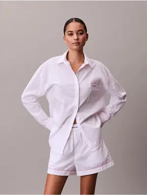 Calvin Klein Cotton Poplin Short - Echo Stripe / White Pink Essence
