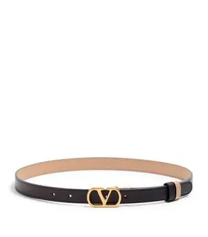Valentino Garavani Leather Reversible Vlogo Signature Belt - Beige