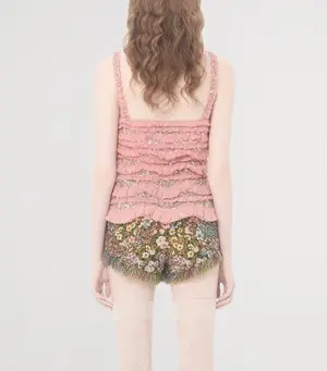 Valentino Garavani Silk Embellished Frilled Top