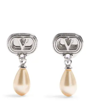 Valentino Garavani Crystal And Ovalette Drop Earrings - Silver