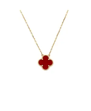 VAN CLEEF & ARPELS Vintage Alhambra Pendant Necklace 18k And Carnelian - Gold