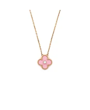VAN CLEEF & ARPELS Vintage Alhambra Pendant Necklace - Pink