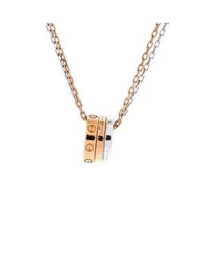 CARTIER Love 3 Ring Diamond Pendant Necklace - Pink And Gold