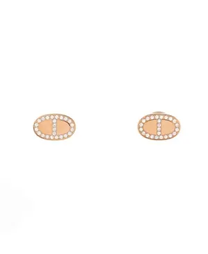 HERMES Chaine D'ancre Contour Stud Earrings 18k Rose Gold And Diamonds - Pink