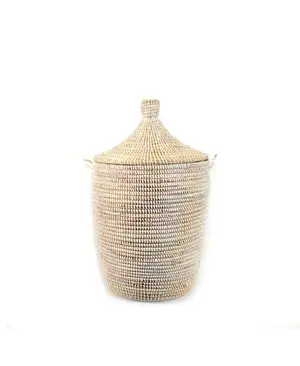MBARE Dou Lid Storage Monochrome Medium Storage Basket - White