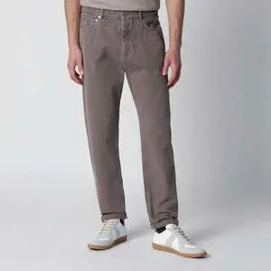 Brunello Cucinelli Vintage-effect Jeans With Turn-up Hem - Beige