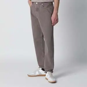 Brunello Cucinelli Vintage-effect Jeans With Turn-up Hem - Beige