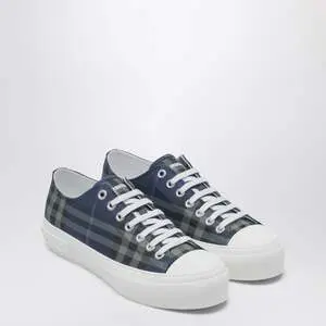 Burberry Check Cotton Sneakers - Blue